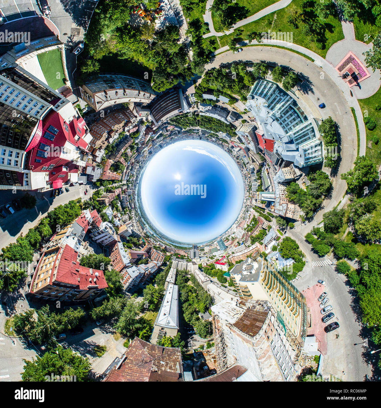 Aerial city view with roads, houses and buildings Stock Photo - Alamy