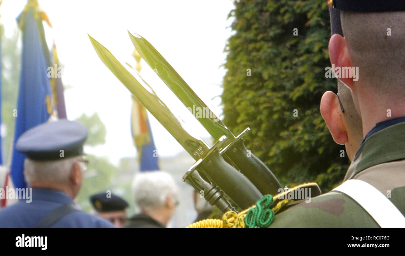 Rear view solider at Ceremony to mark Western allies World War Two ...