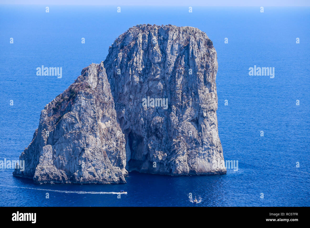 Italy. Capri Island. Faraglioni rock formation seen from Gardens of ...