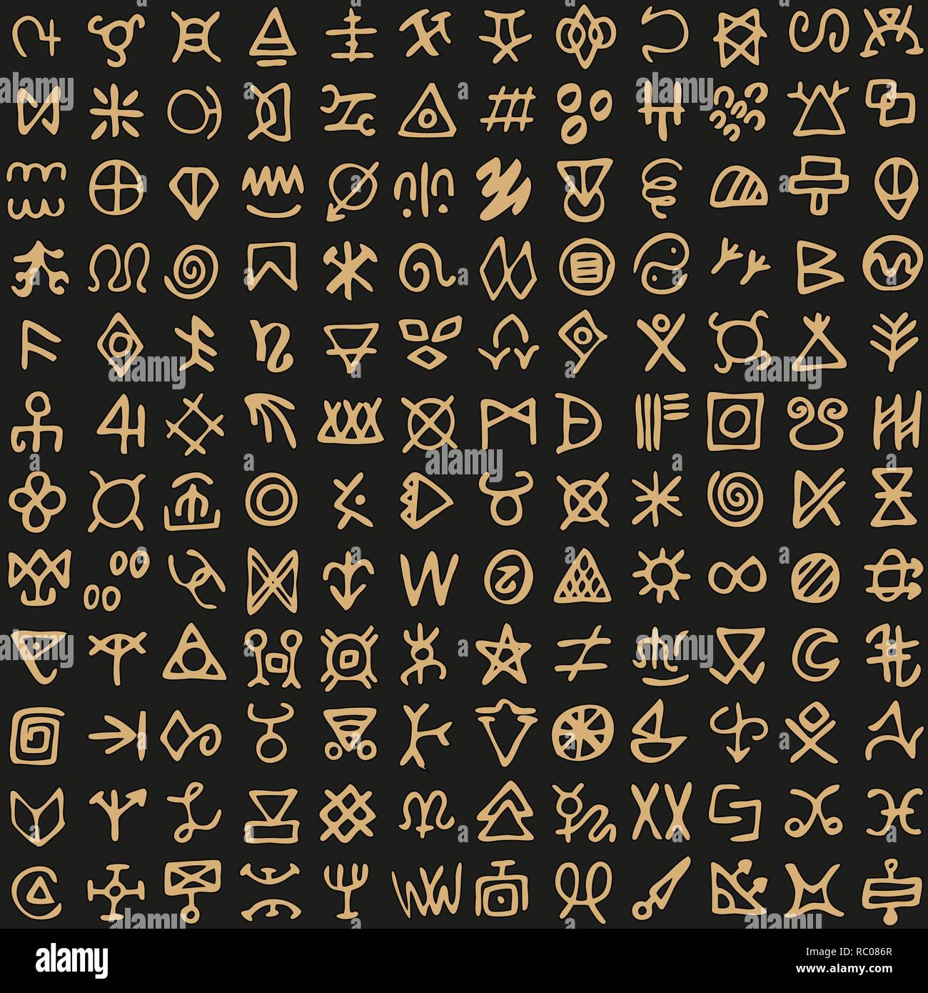 Tribal pattern with symbols ancient style vintage illustration ...