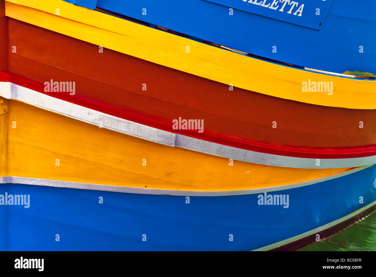 Detail of a luzzu the traditional fishing boat of Malta and often ...