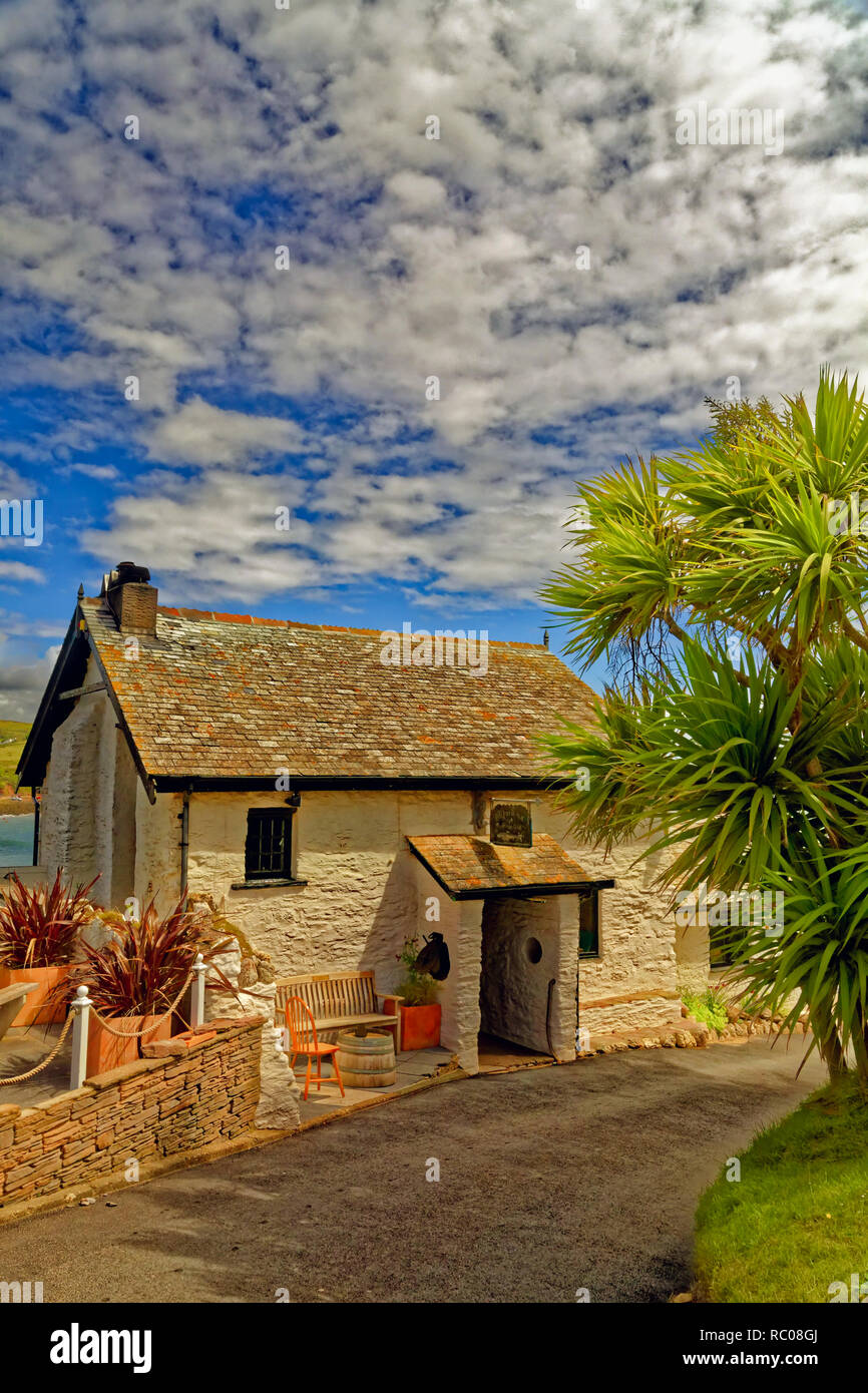 A cottage on Burgh Island, Devon, England with a tiled roof Stock Photo ...