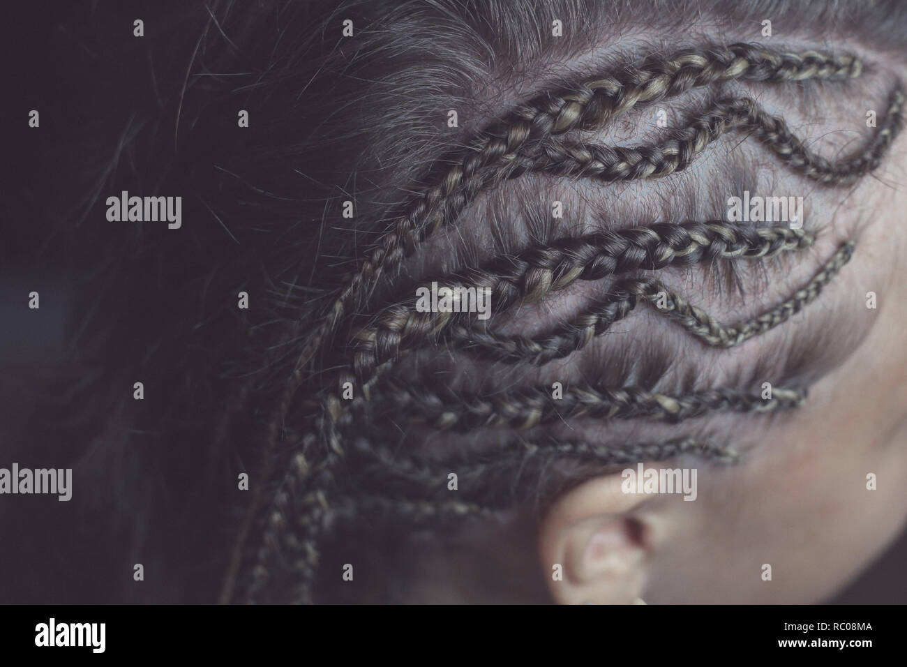 braids on the temple Stock Photo - Alamy