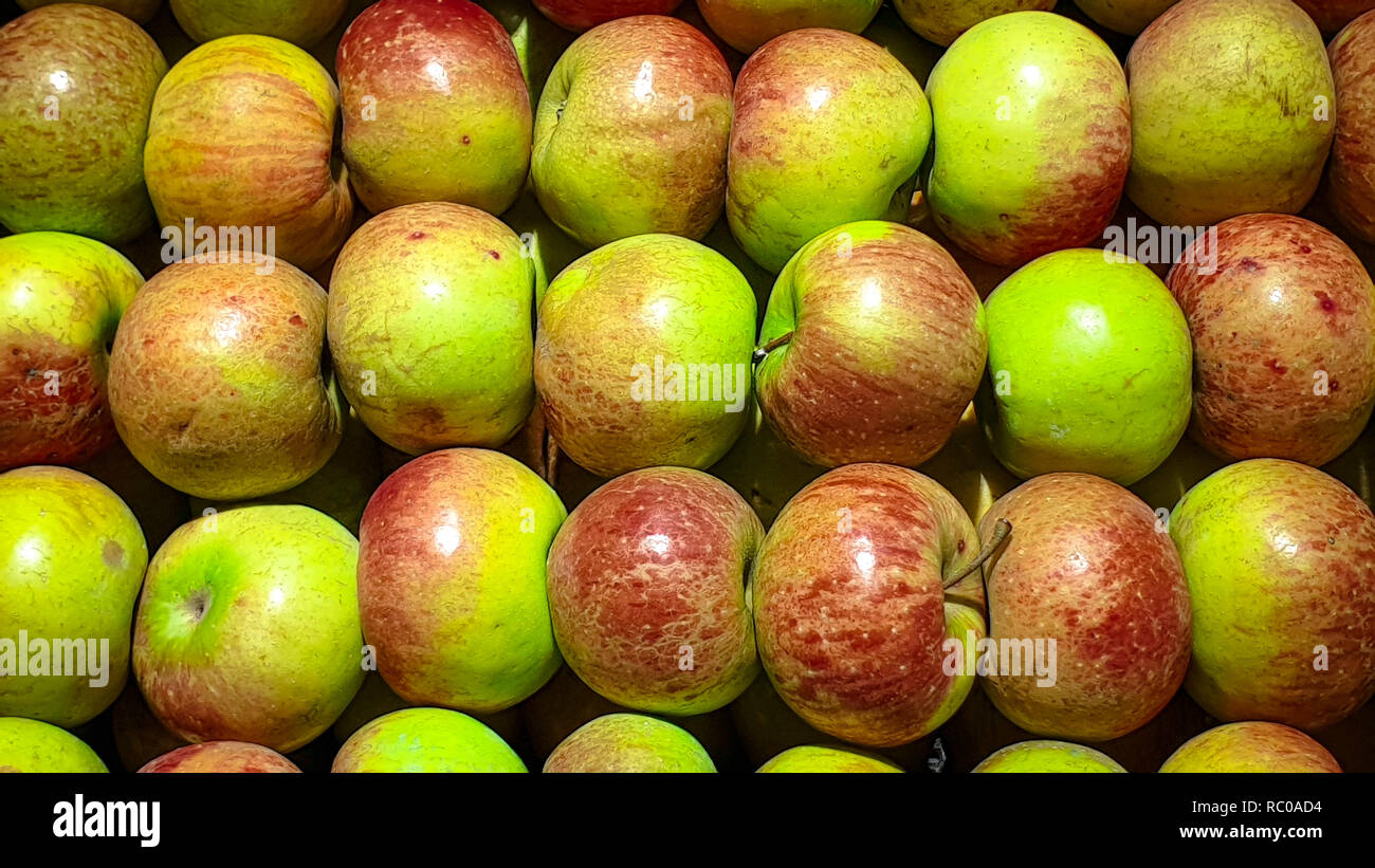 Fresh Reddish Green Apples are sold in the local market Stock Photo - Alamy