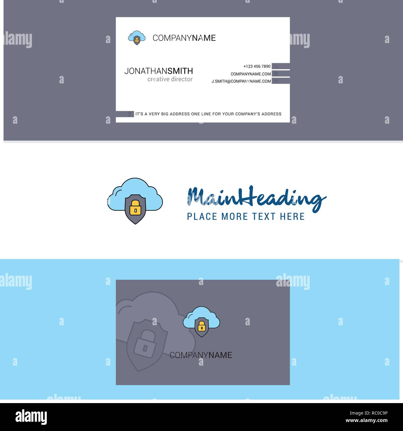 Beautiful Cloud protected Logo and business card. vertical Design ...