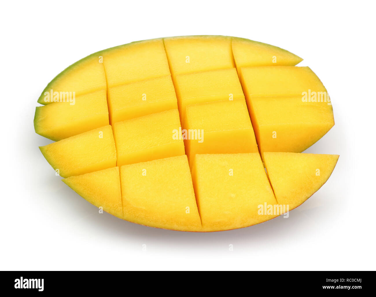 Mango slice cut isolated on white background Stock Photo - Alamy