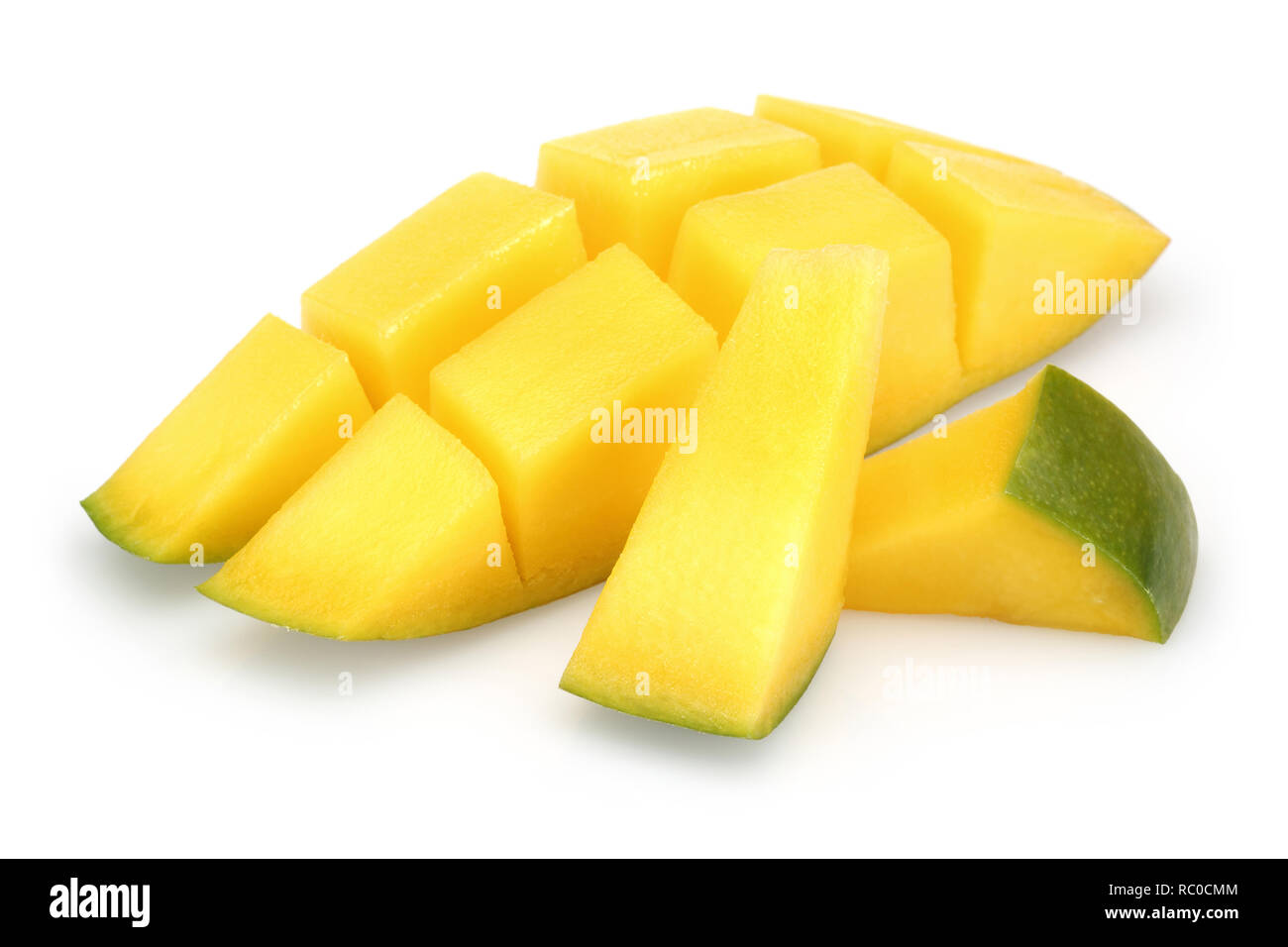 Mango slice cut isolated on white background Stock Photo - Alamy