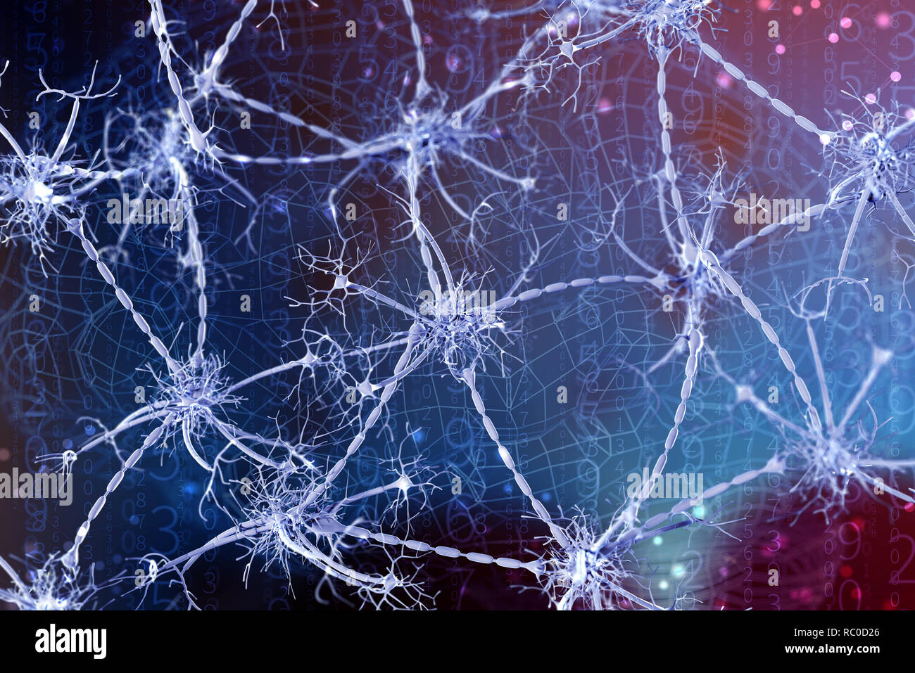 3d illustration of neural networks on a digital background. The concept ...