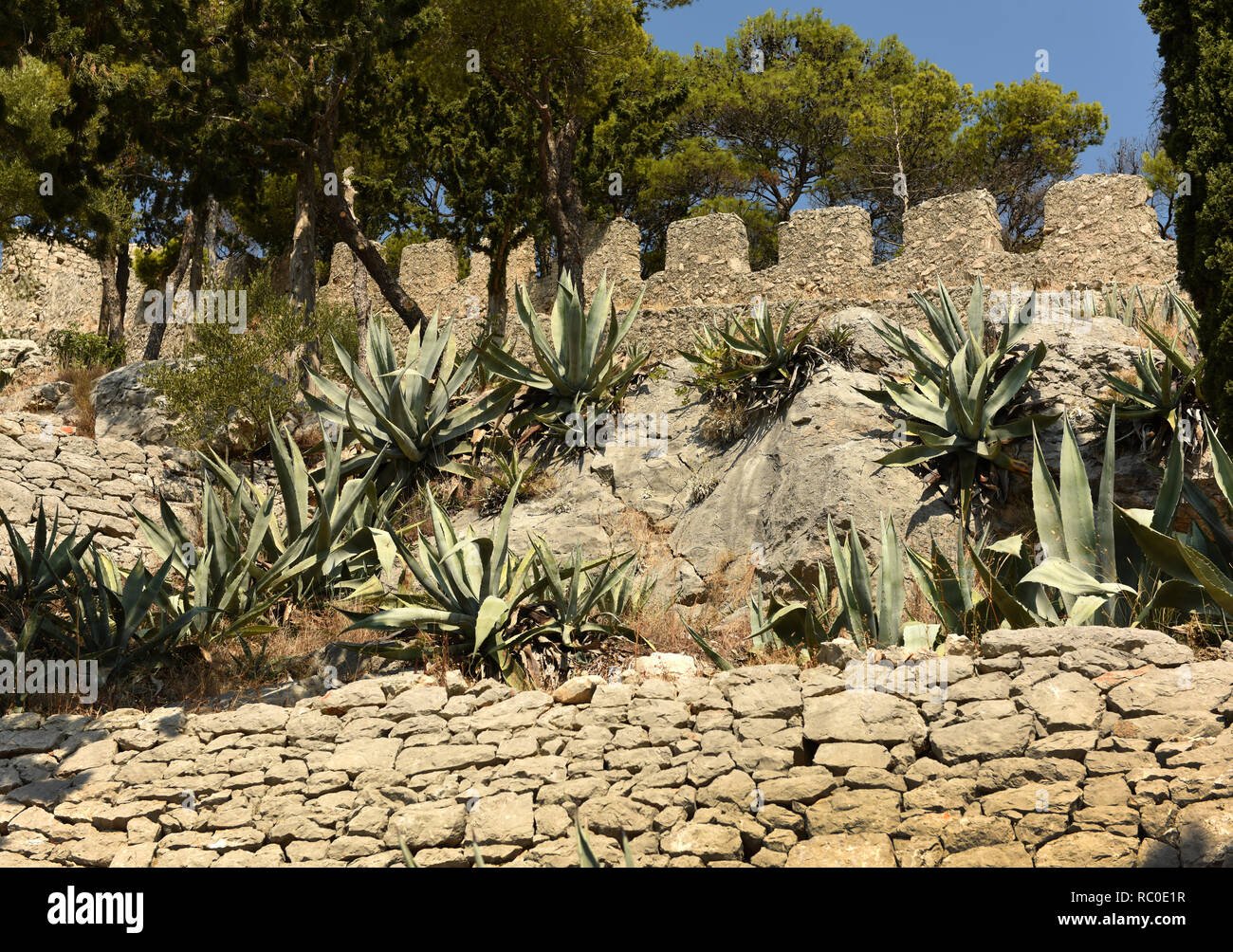 Spanish Fortress in Hvar town on island of Hvar, Croatia Stock Photo ...