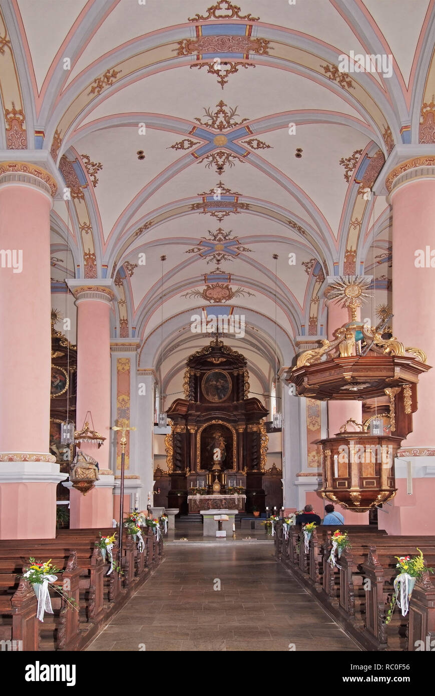 Klosterkirche St. Joseph mit Kanzel und Hochaltar, Beilstein, Landkreis ...