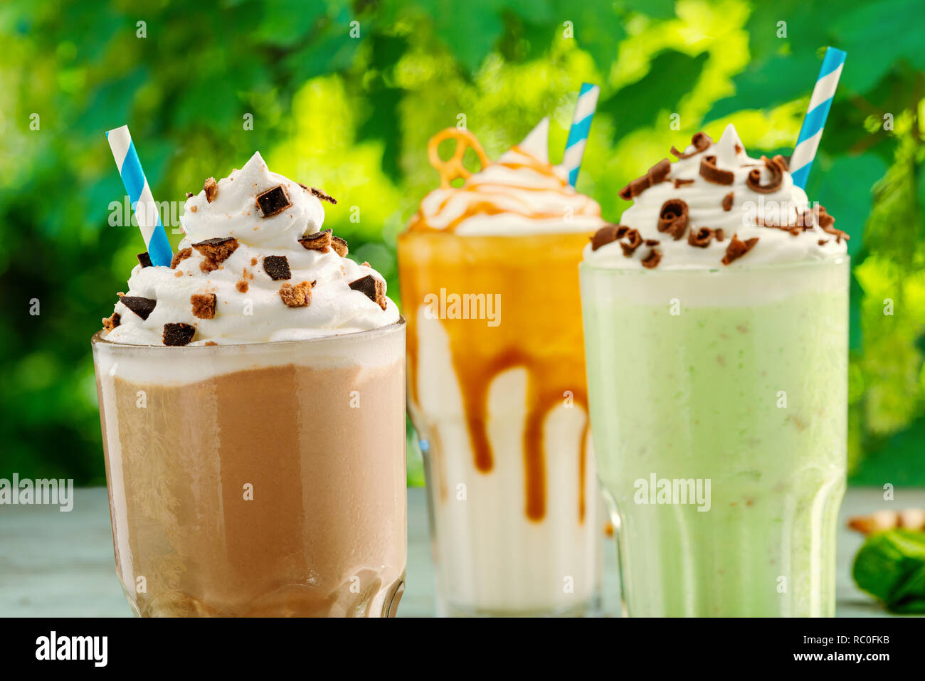 Perfect homemade thick milkshakes Stock Photo - Alamy