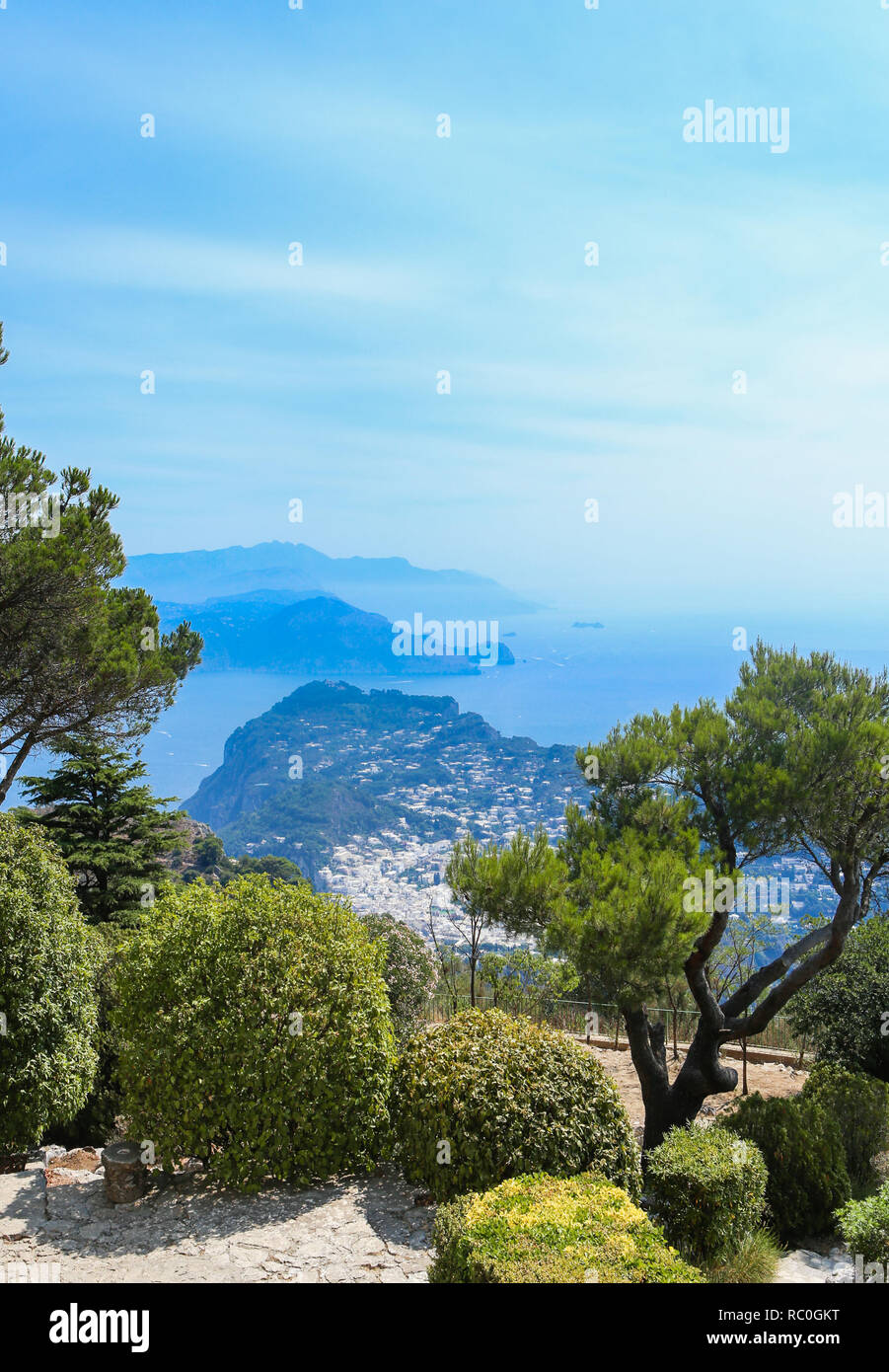 View of Capri Island towards Marina Piccola from Monte Solaro. Capri ...