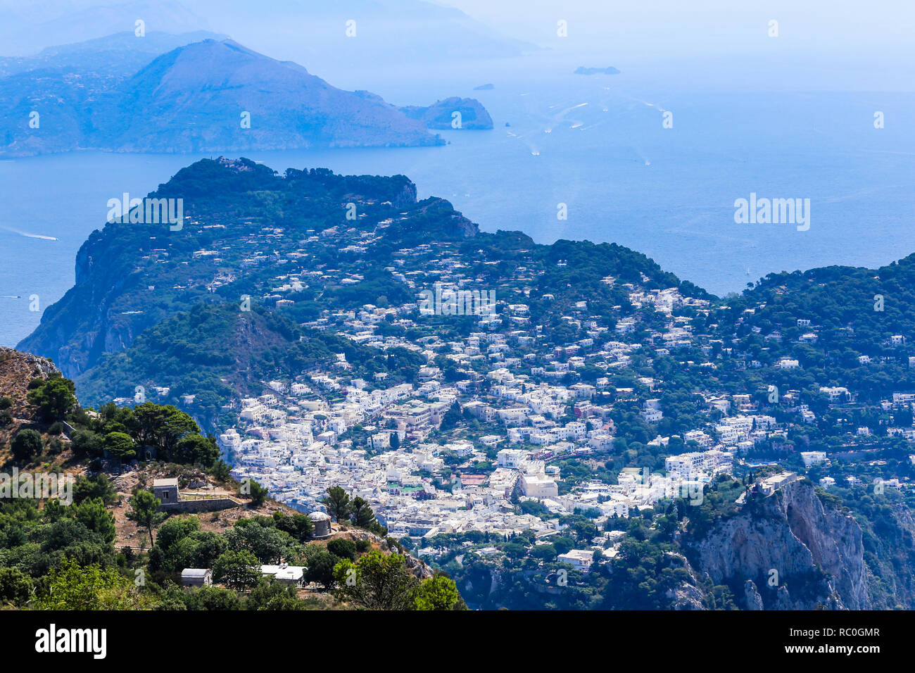 View of Capri Island from Monte Solaro. Capri, Italy Stock Photo - Alamy