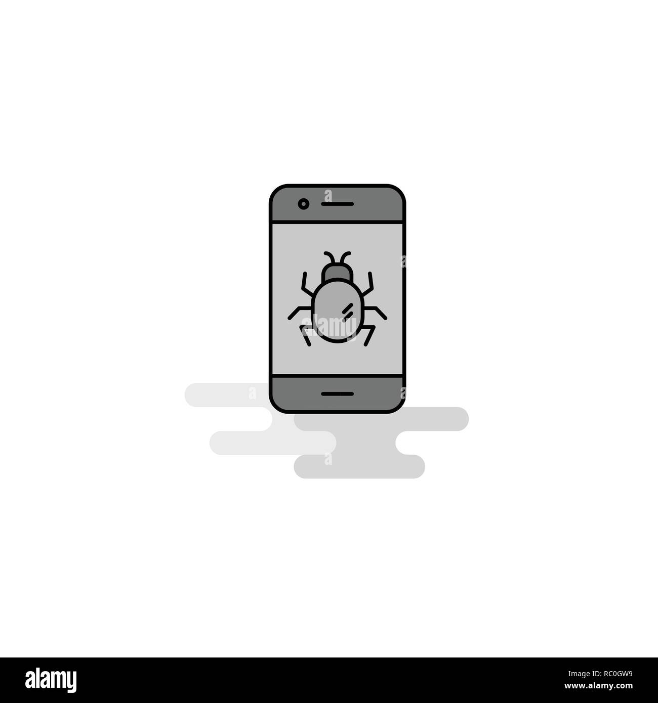 Bug on a smartphone Web Icon. Flat Line Filled Gray Icon Vector Stock ...