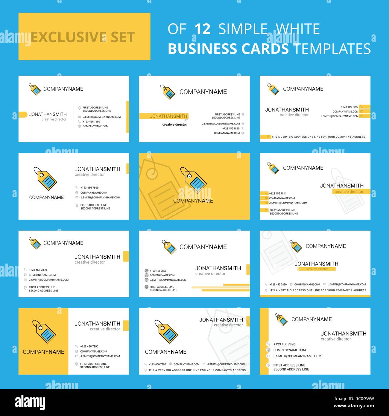Set of 12 Sale tag Creative Busienss Card Template. Editable Creative ...
