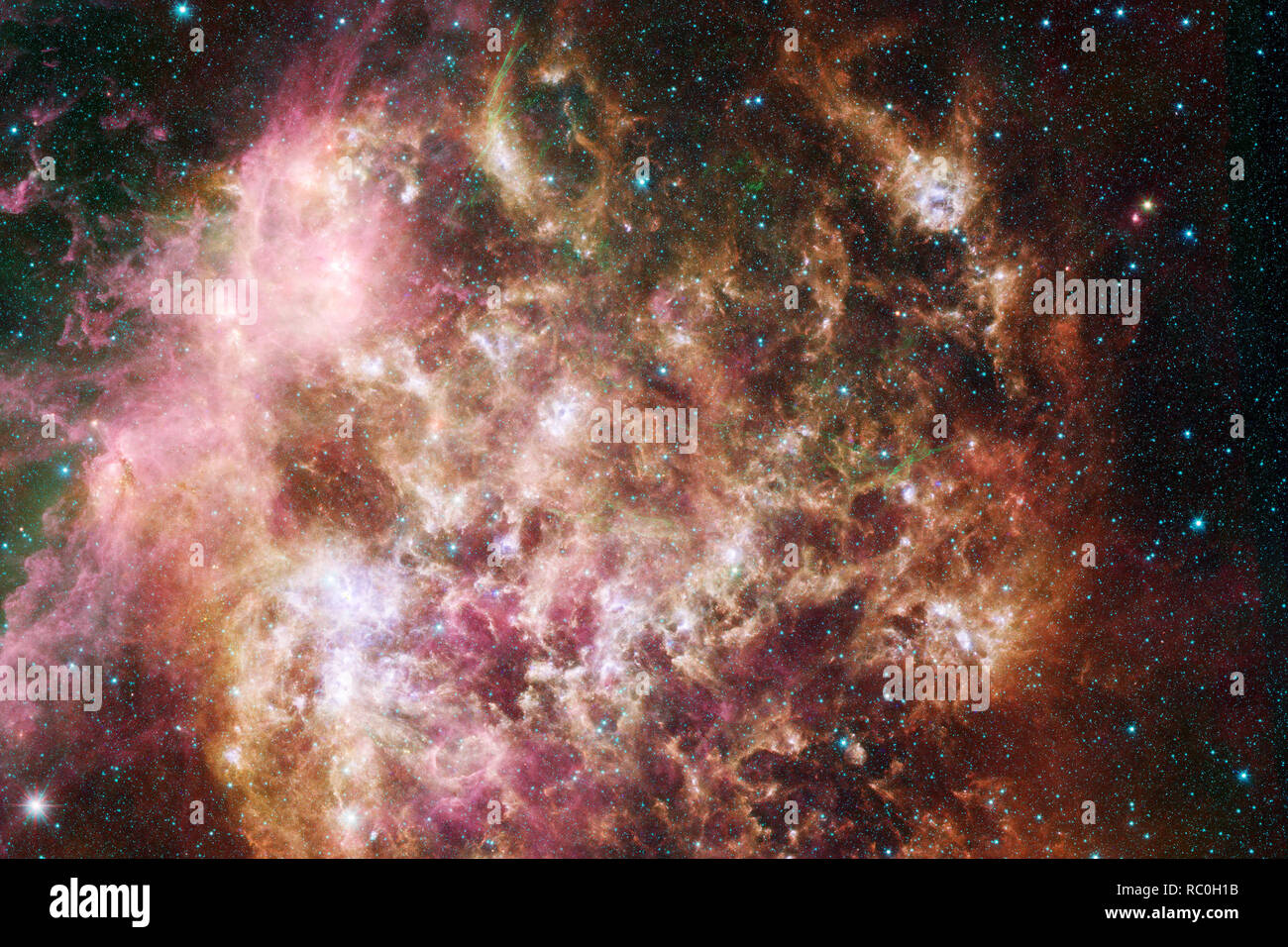 Nebulae and stars in outer space, glowing mysterious universe. Elements ...