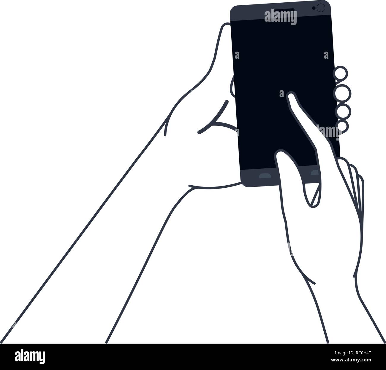 hands with smart phone isolated icon Stock Vector Image & Art - Alamy