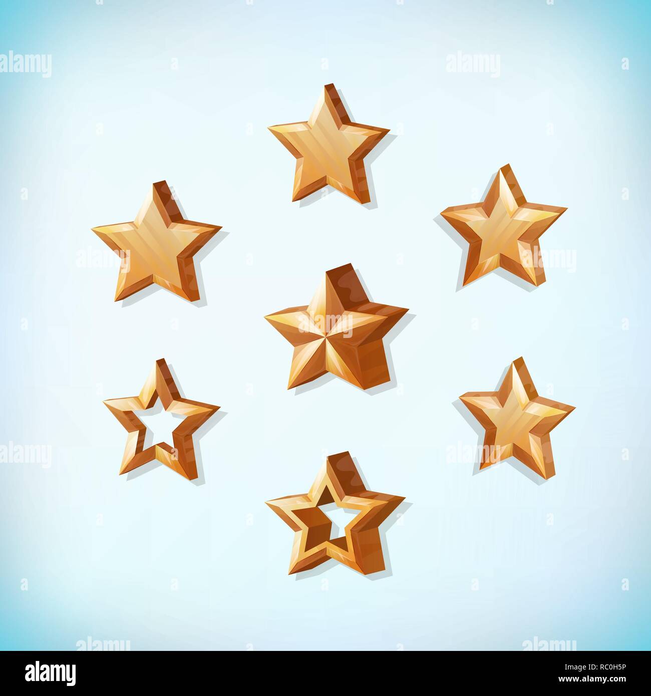 Realistic gold star set. Award icon collection. Vector illustration ...