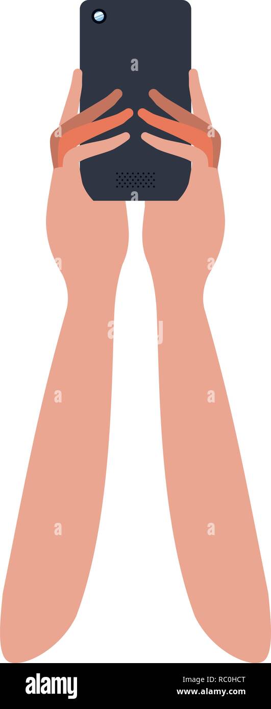 hands with smart phone isolated icon Stock Vector Image & Art - Alamy