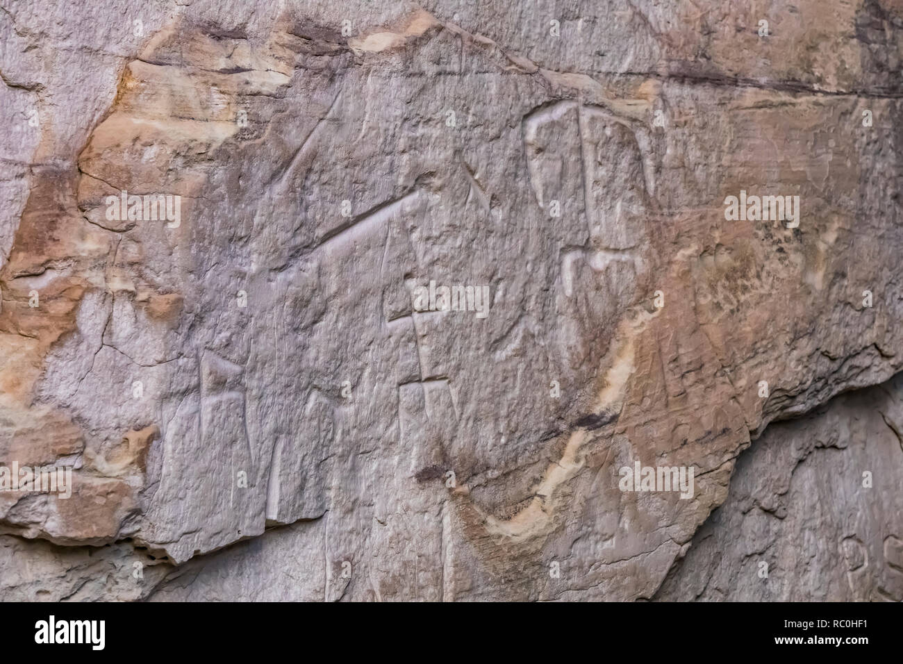 Petroglyphs of stylized human figures created by Ancestral Puebloans ...