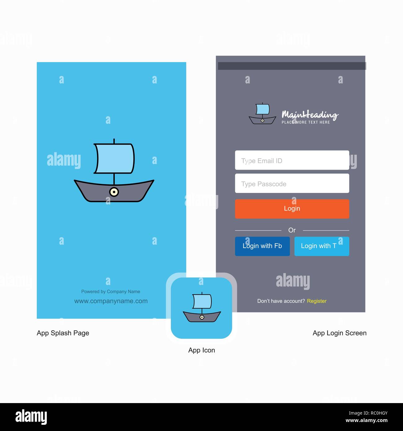 Company Boat Splash Screen and Login Page design with Logo template ...