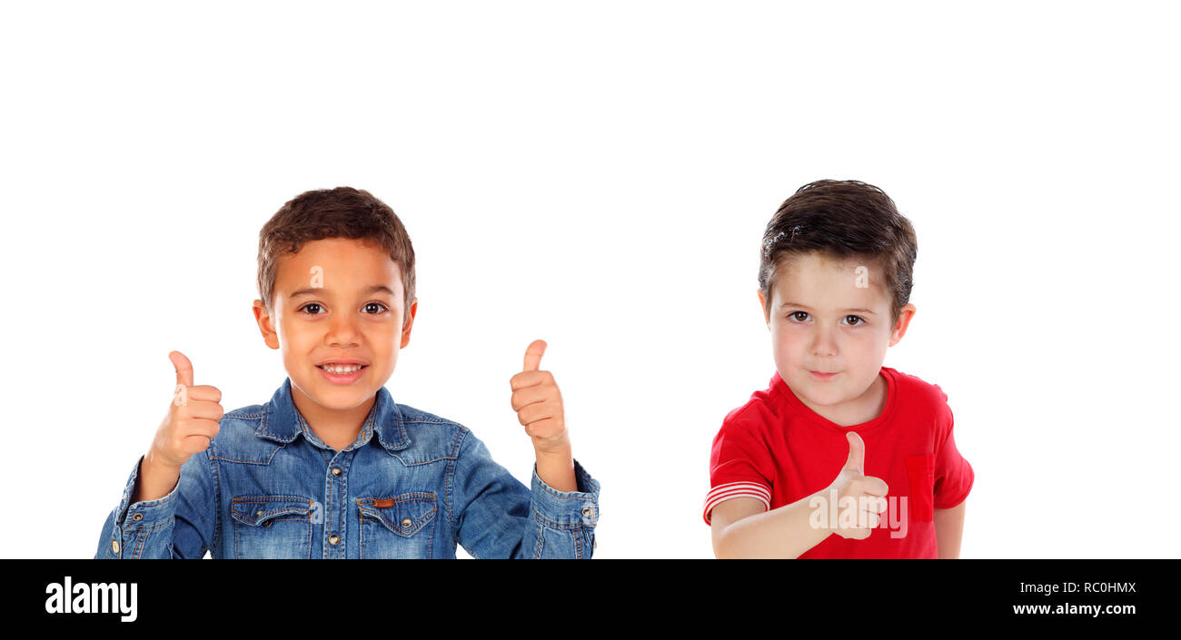 Two funny children saying Ok isolated on a white background Stock Photo ...