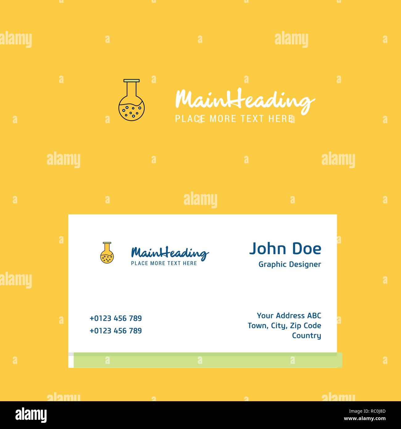 Beaker logo Design with business card template. Elegant corporate ...