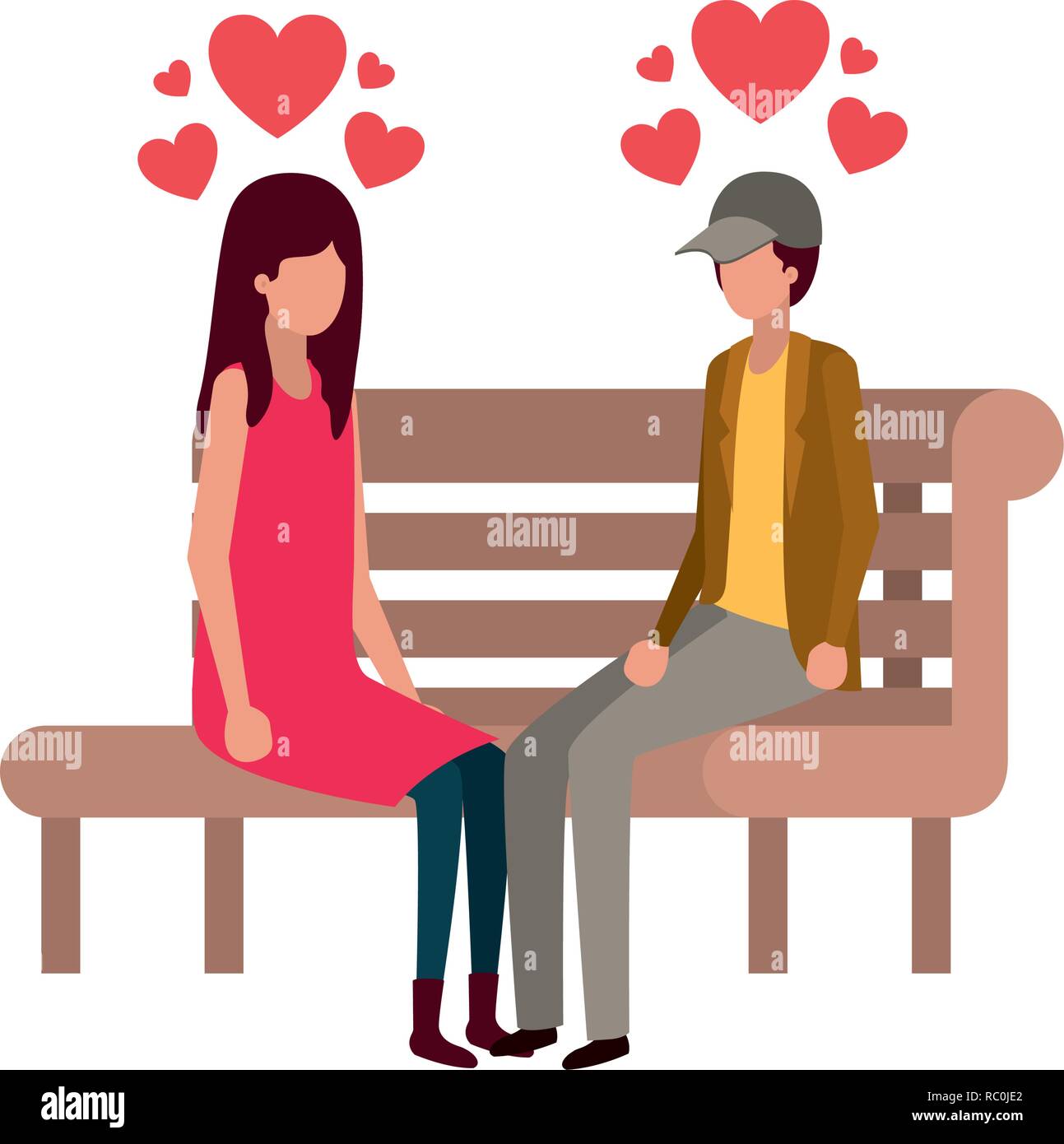 Romantic Couple Sitting On Chair Stock Vector Images Alamy