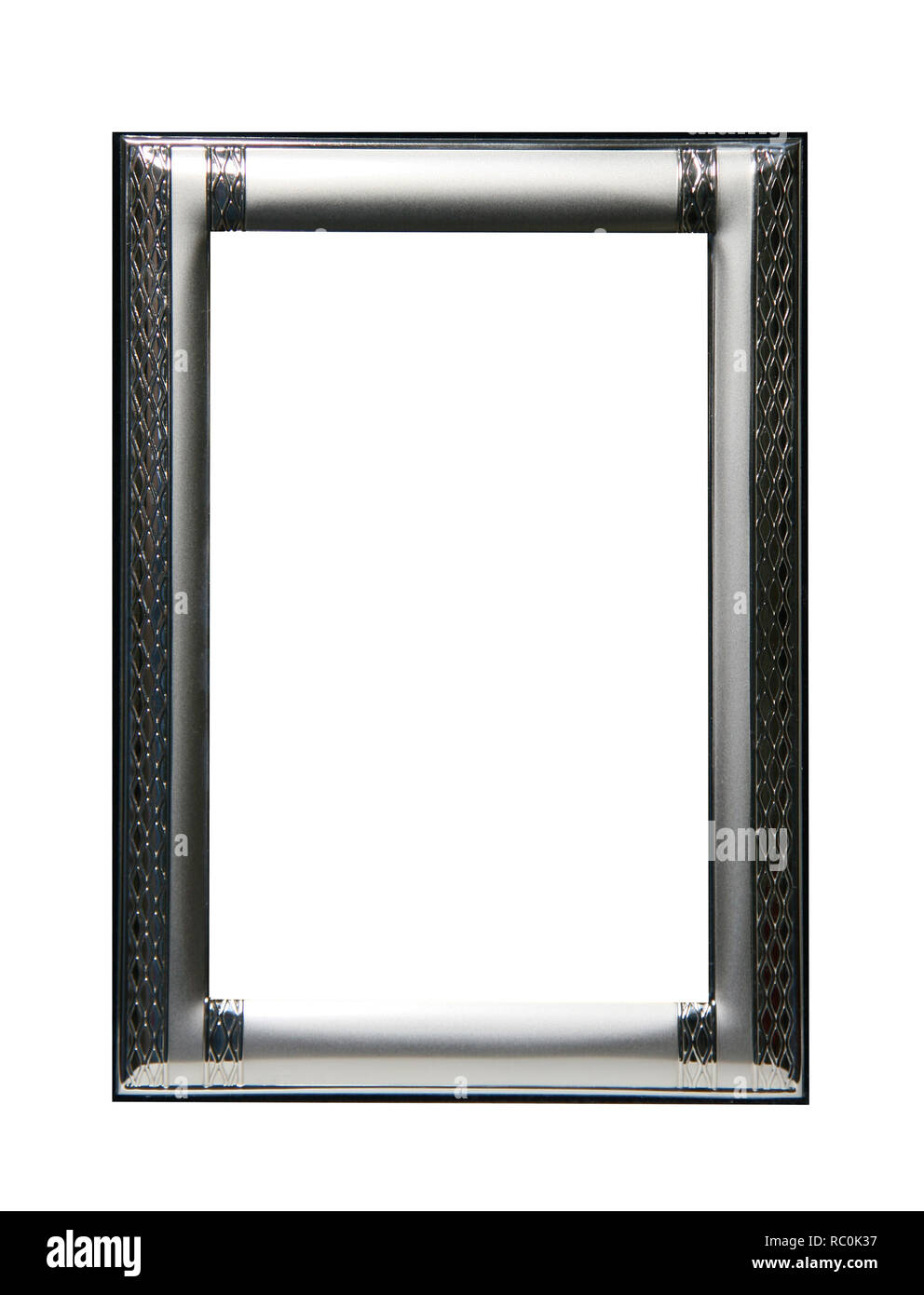 Rectangular silver frame isolated on white background Stock Photo - Alamy