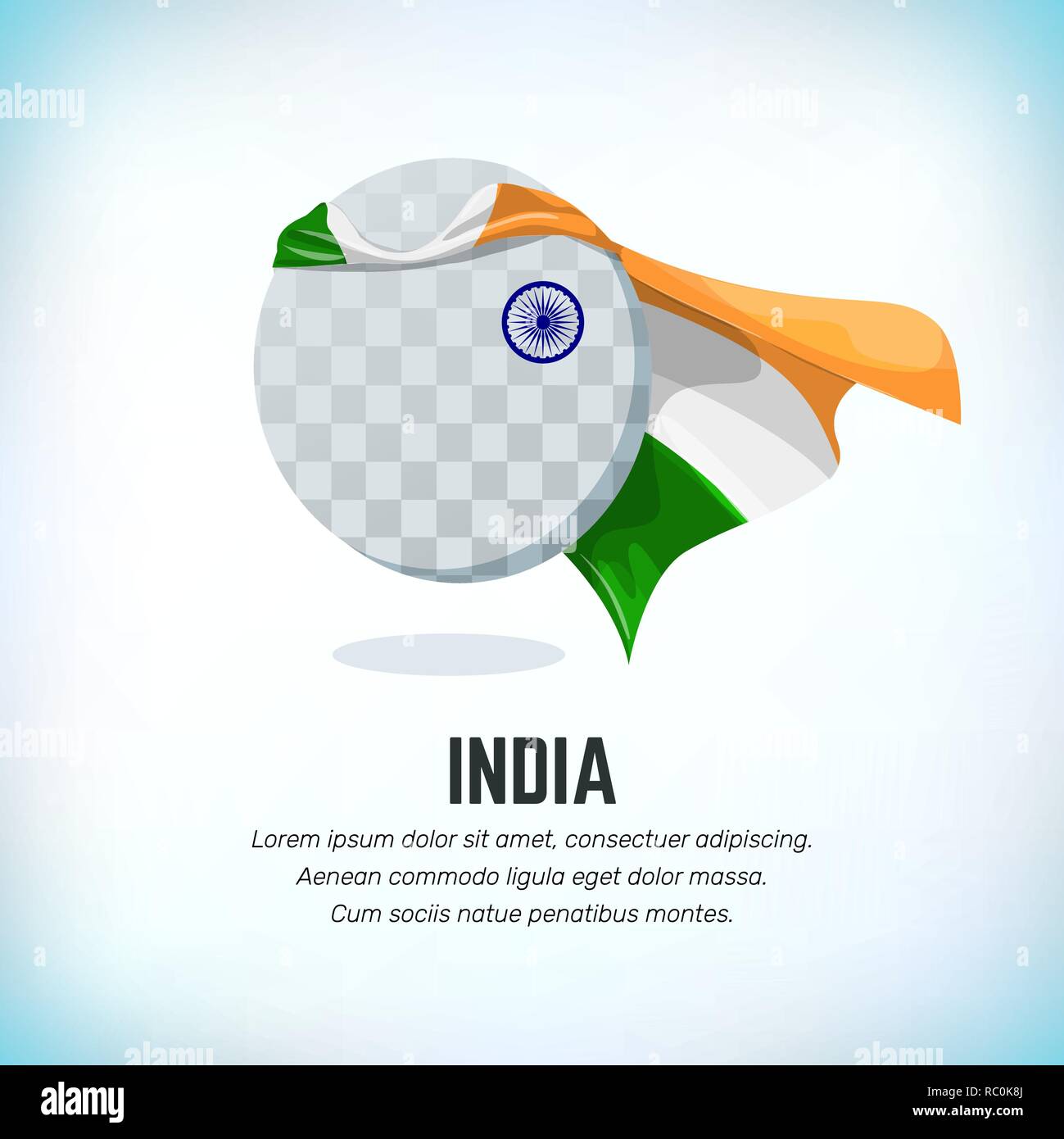 India flag. Round flying template with national color cloak. Can be ...