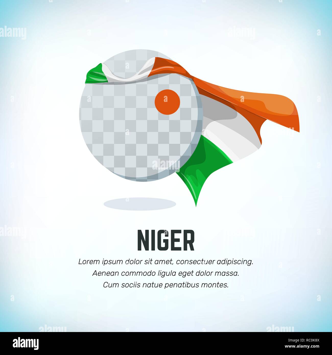 Niger , Nigerian flag. Round flying template with national color cloak ...