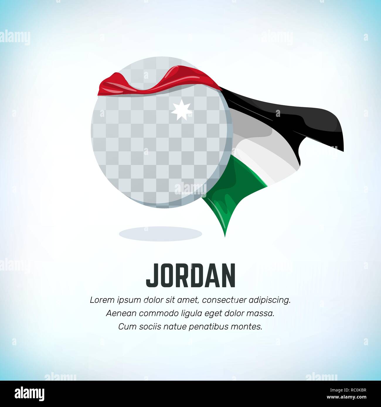 Jordan flag. Round flying template with national color cloak. Can be ...