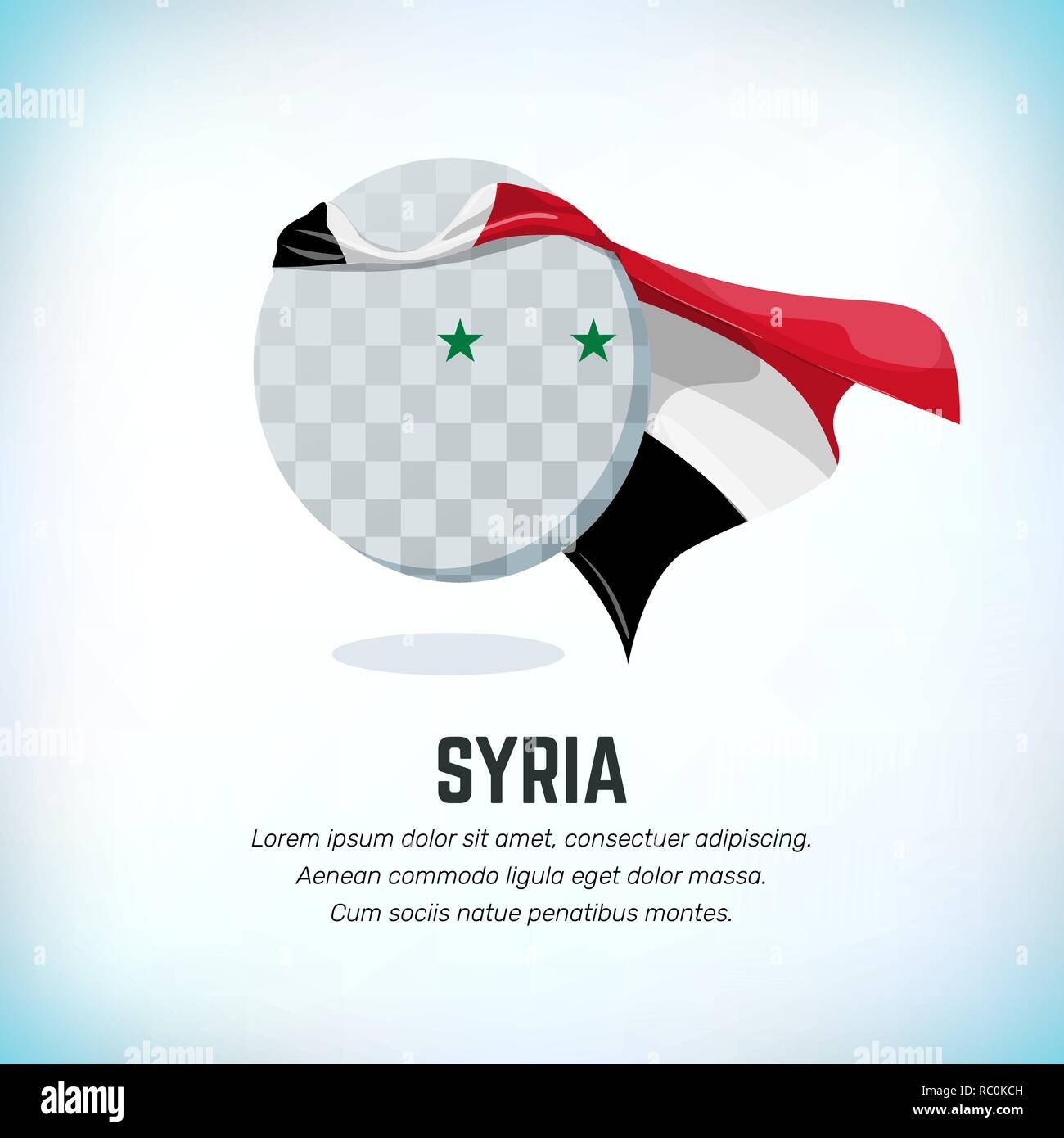 Syria flag. Round flying template with national color cloak. Can be ...