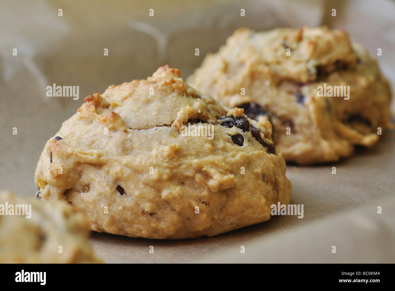 Dried Cherry Banana Scone Close-up Stock Photo - Alamy