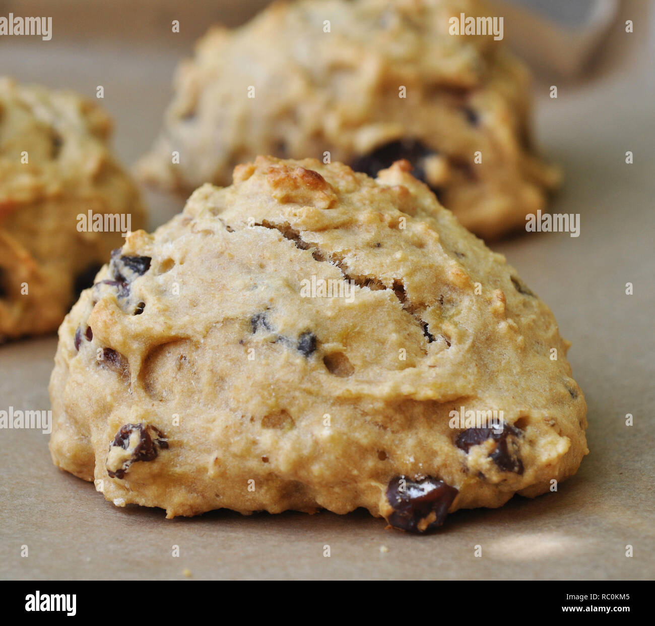 Dried Cherry Banana Scone Close-up Stock Photo - Alamy
