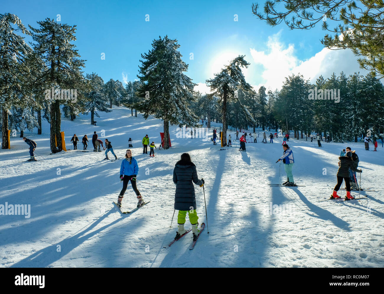 Skiers and snow boarders enjoy fine conditions at the Sun Valley ski ...