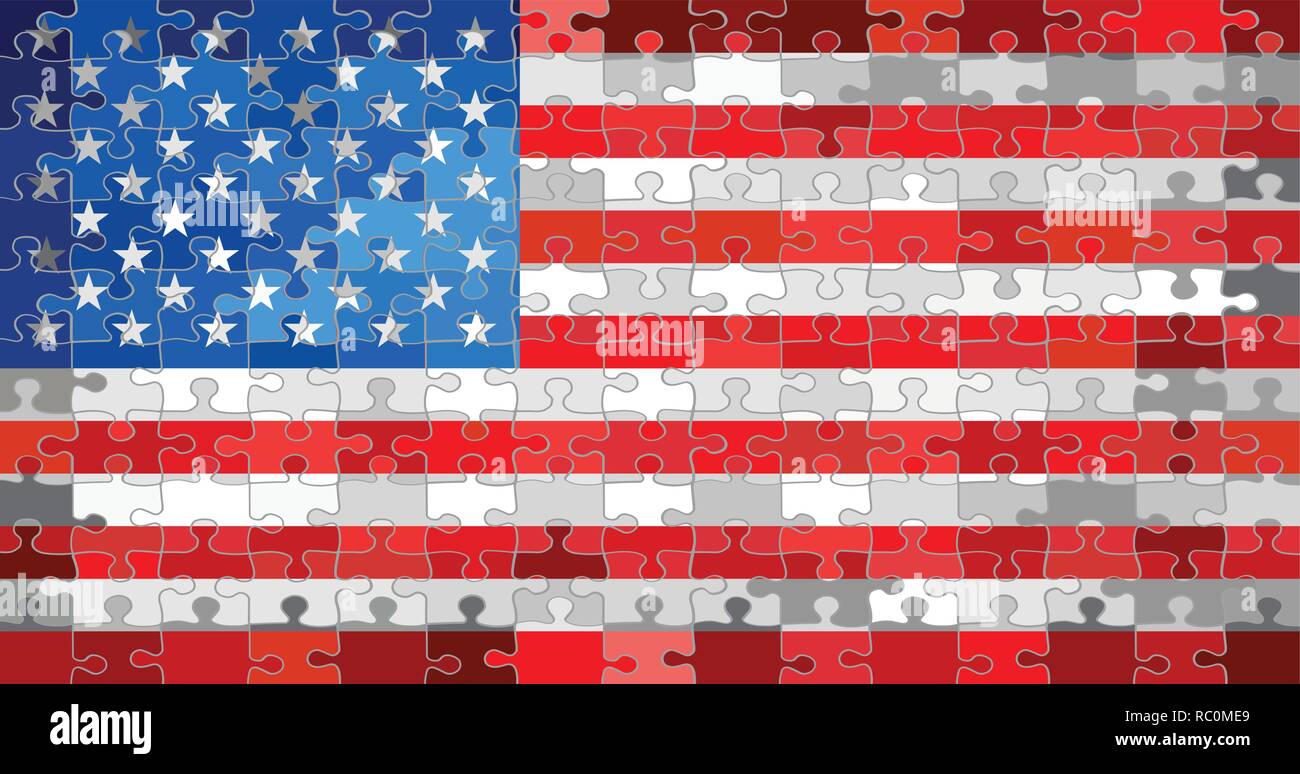 USA flag made of puzzle background - Illustration Stock Vector Image ...