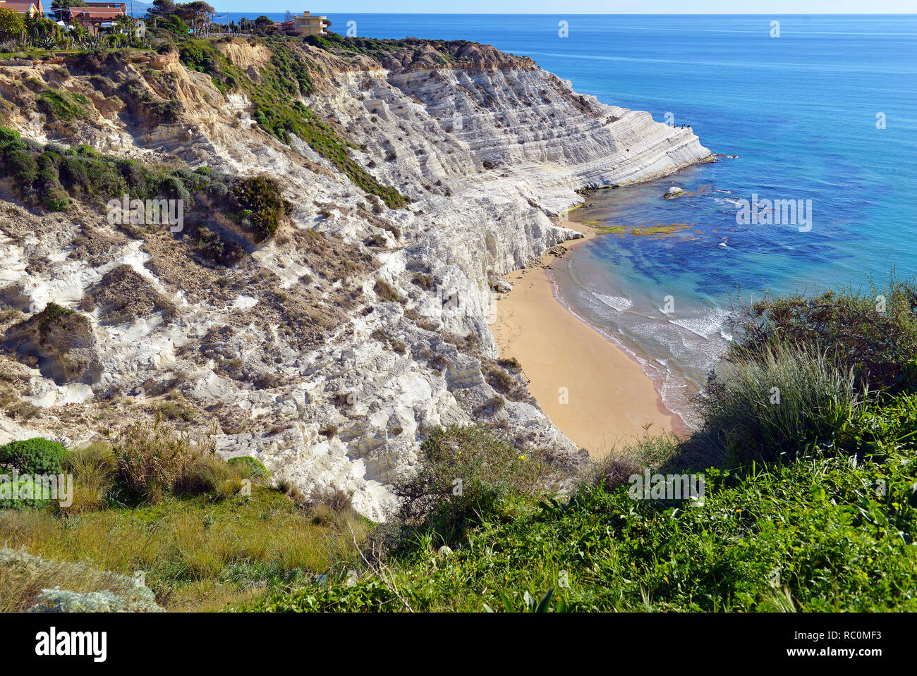 Turkish Steps Beach rock formation and turquoise water in Realmonte ...