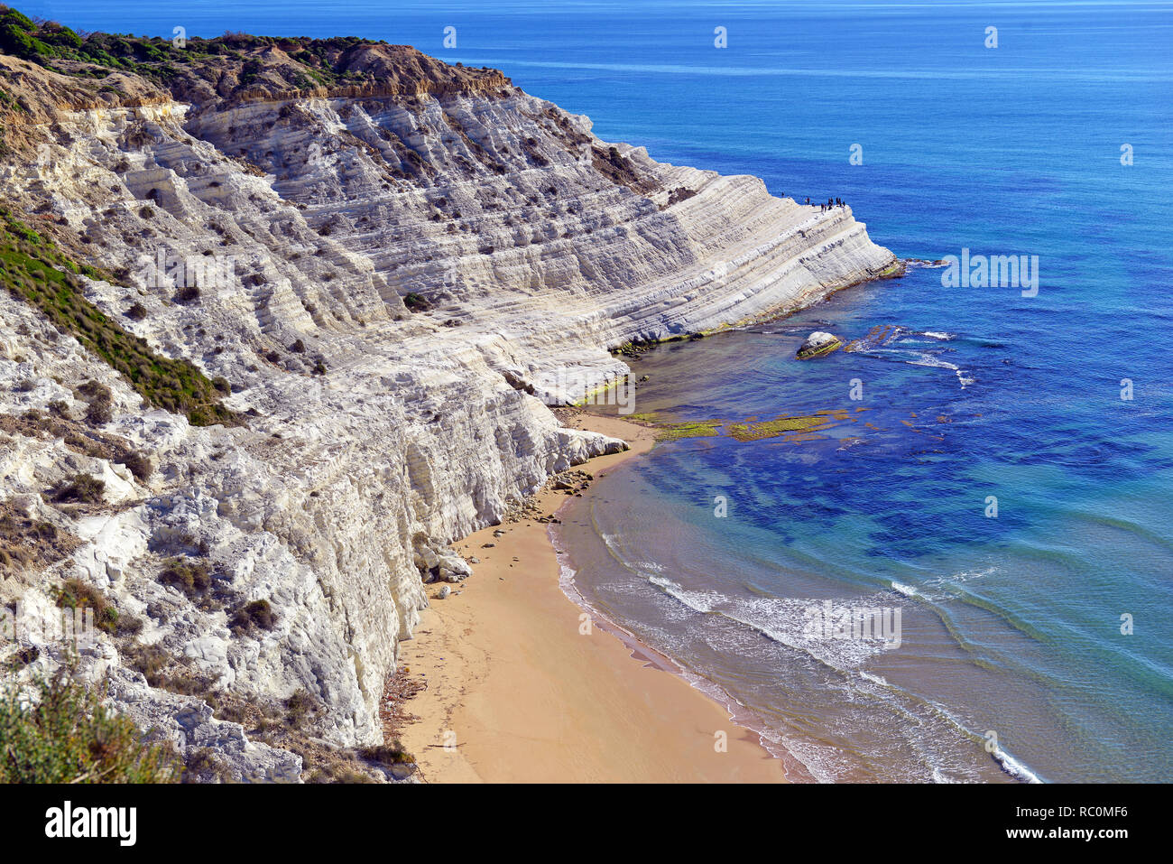 Turkish Steps Beach rock formation and turquoise water in Realmonte ...