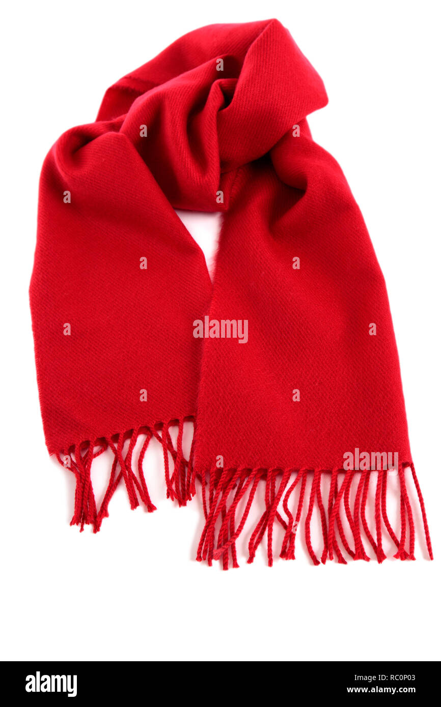 Red winter scarf isolated white background Stock Photo - Alamy