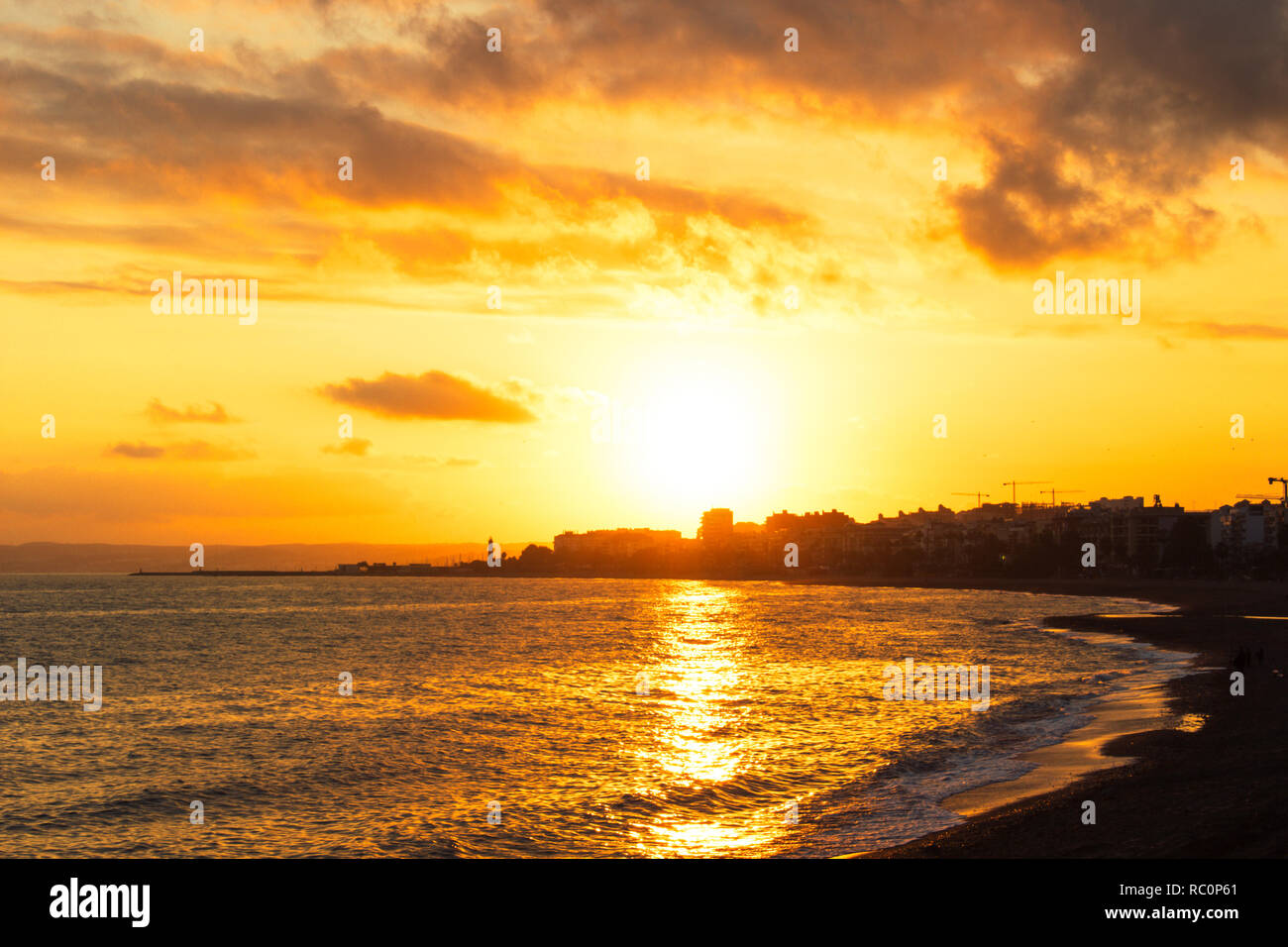 Sunset. Mediterranean Sea Sunset at Costa del Sol beach. Estepona ...
