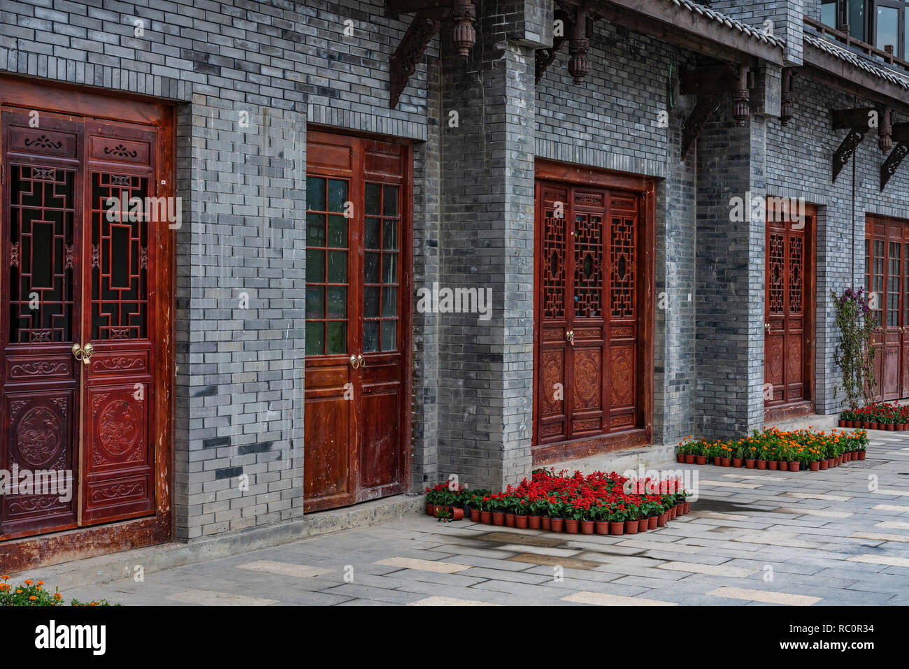 CHENGDU, CHINA - OCTOBER 02: Traditional Chinese architecture at Luodai ...