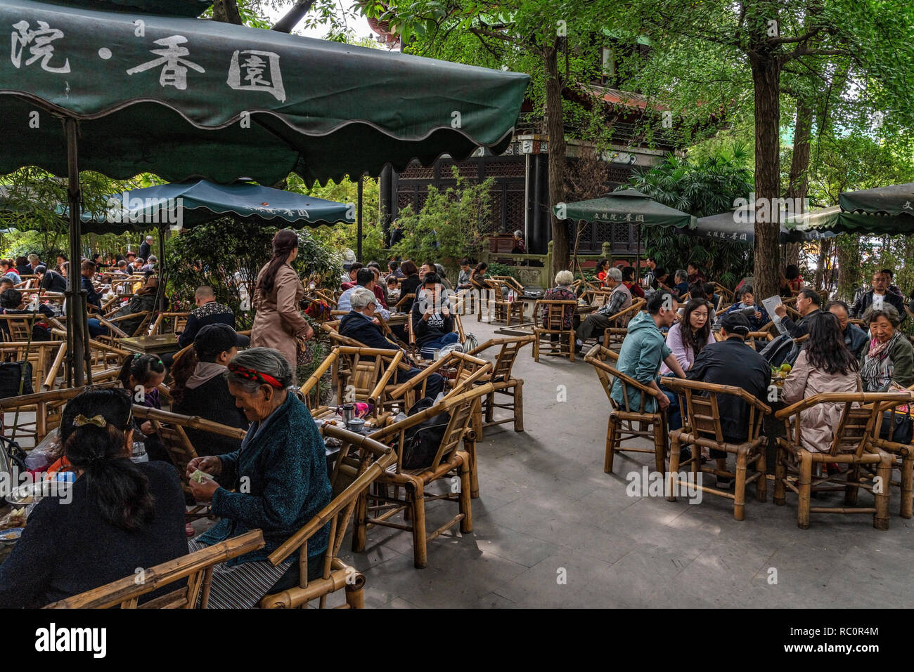 CHENGDU, CHINA - OCTOBER 04: This is an outdoor teahouse where many ...