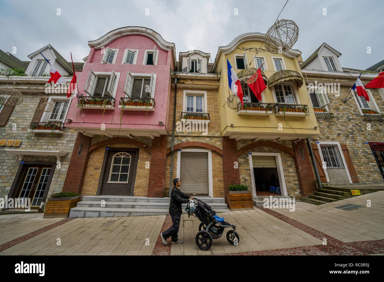 PENGZHOU, CHINA - OCTOBER 06: French European architecture at Bailu ...