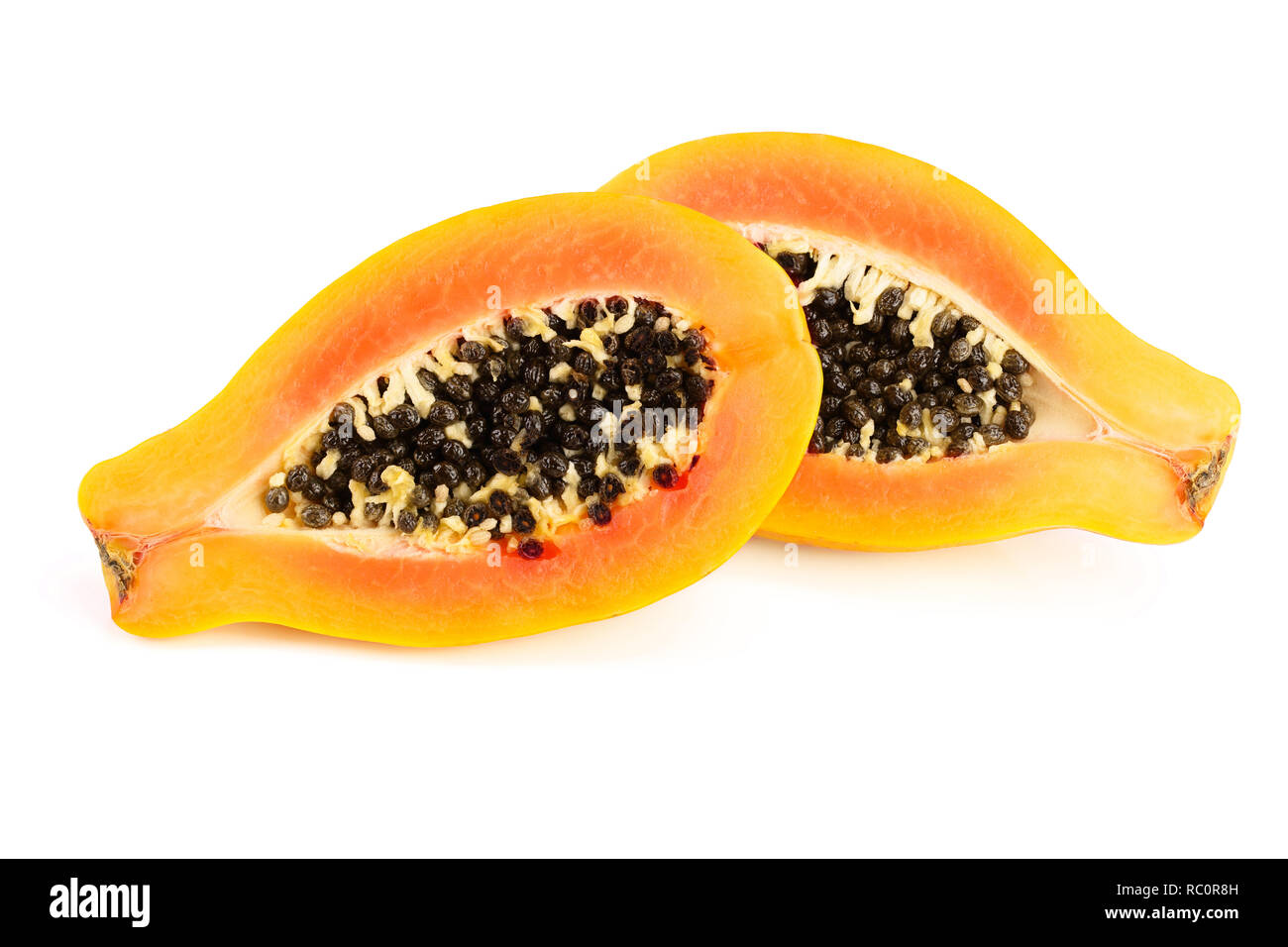half of ripe papaya isolated on a white background Stock Photo - Alamy