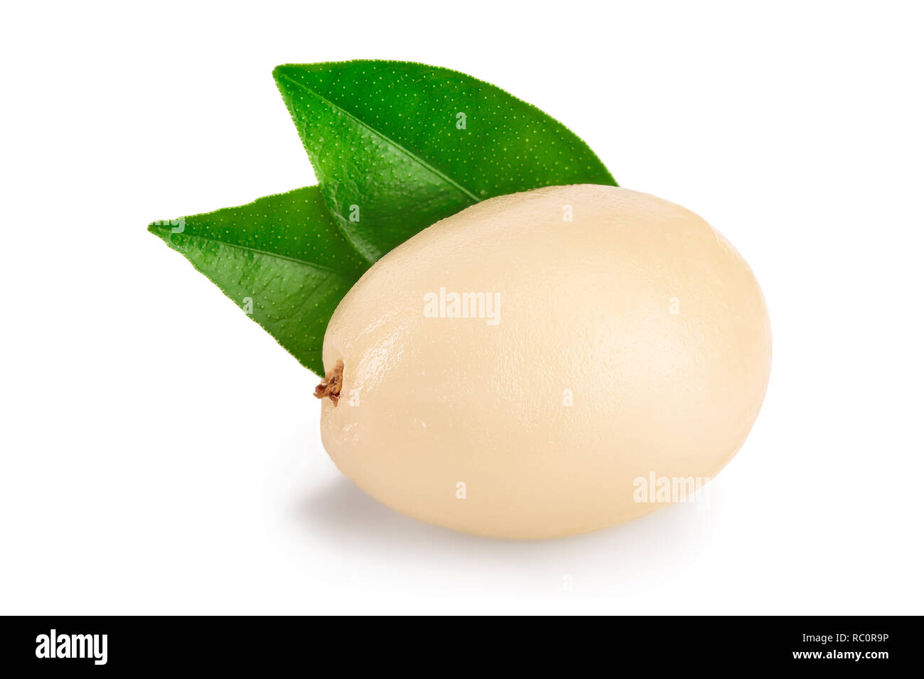 rambutan with leaves without skin isolated on white background ...