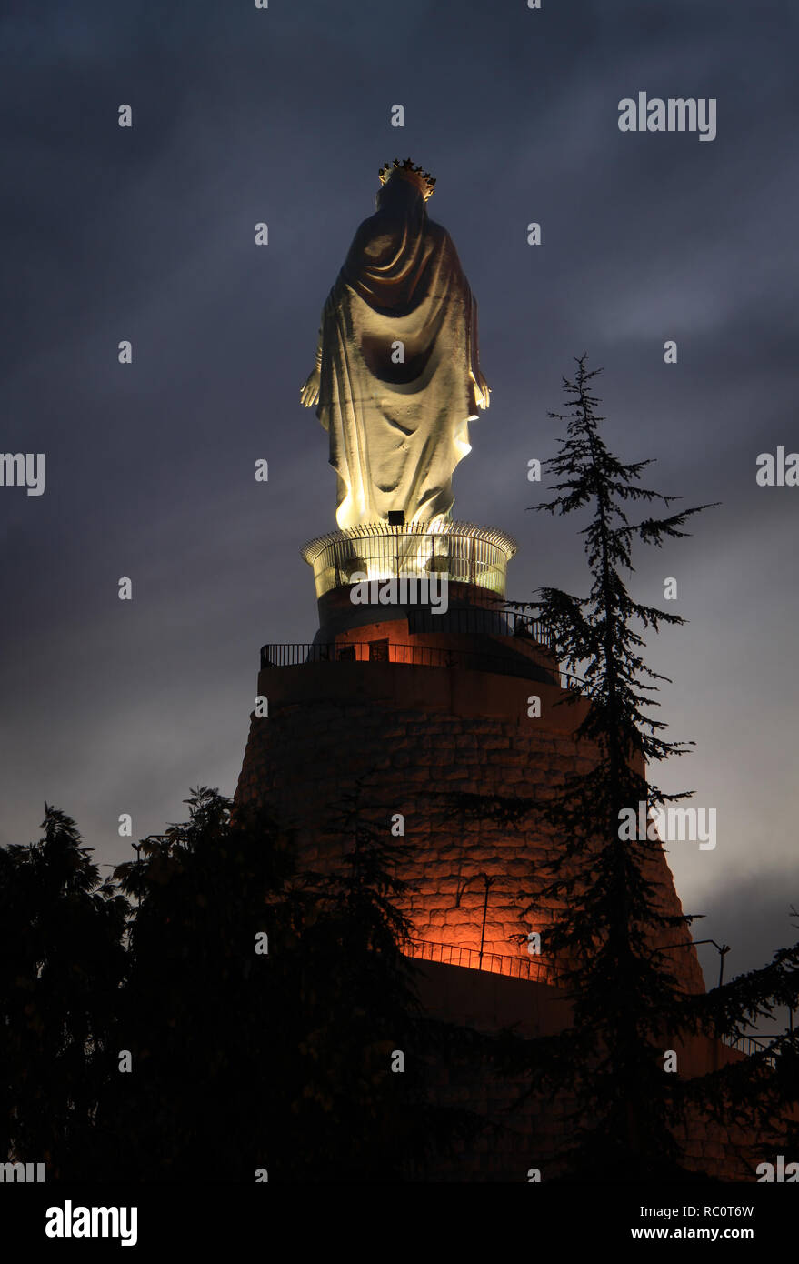 The statue of Our Lady of Lebanon, Harissa, at night Stock Photo - Alamy