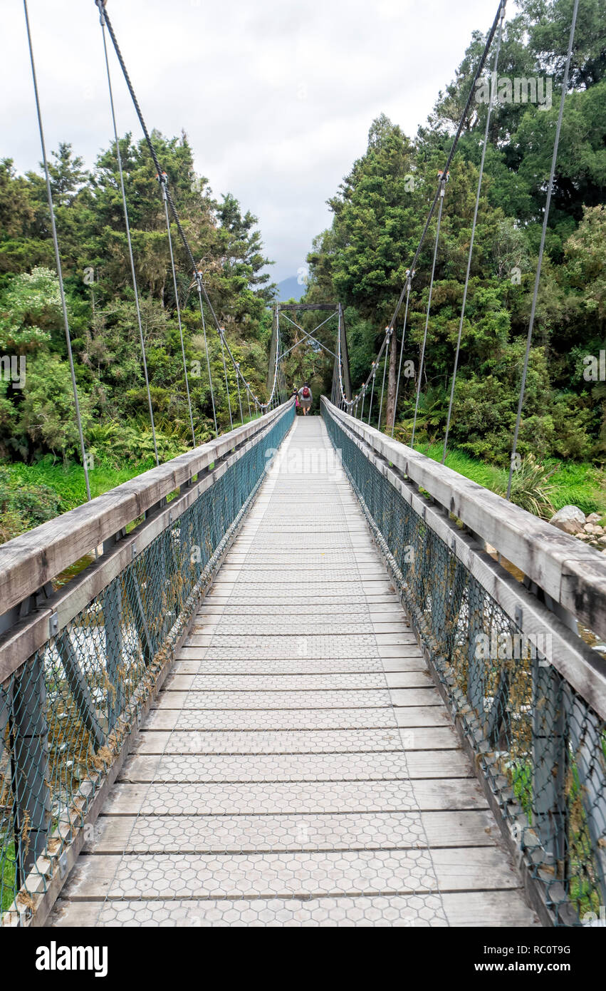 Suspended Bridge, Lake Matheson Track, New Zealand, South Island, NZ ...