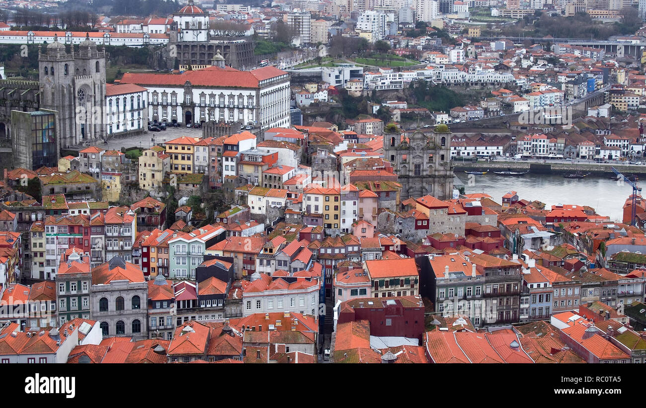 Porto, Portugal aerial view at the central streets Stock Photo - Alamy