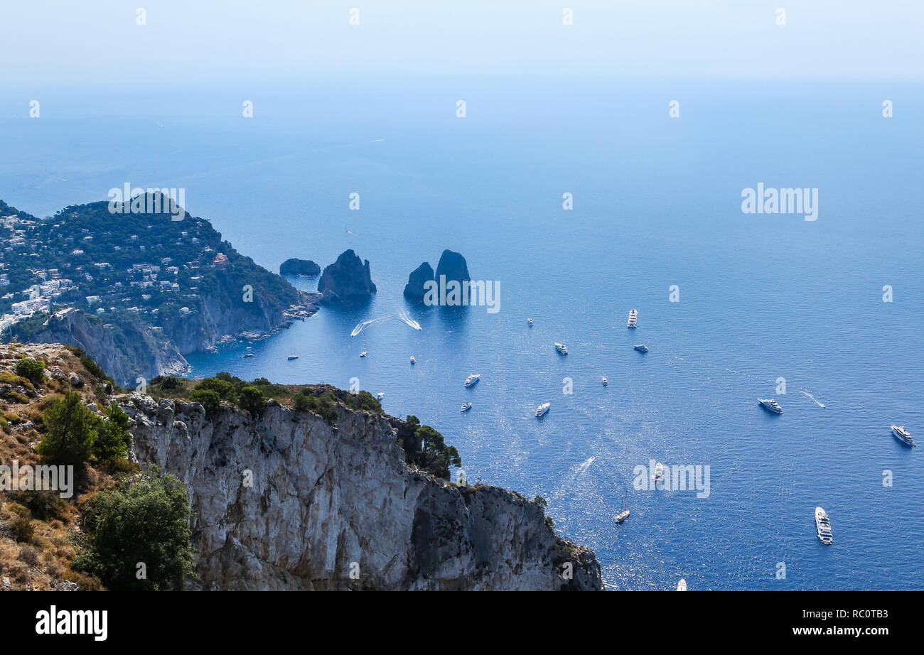 View from Monte Solaro towards the Faraglioni. Anacapri. Capri, Italy ...